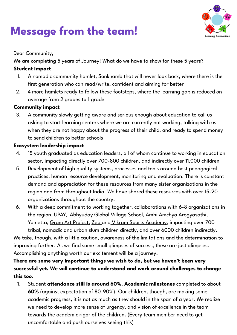 Learning Companions Annual Report – 2022-23 – Learning Companions